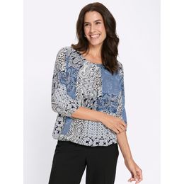 Inspirationen Damen Schlupfbluseecru, bleu, bedruckt, Gr. 40, bedruckt, gemustert, mehrfarbig, 100% Viskose, Blusen