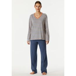 Schiesser Damen Schlafanzug "Casual Essentials", Gr. 46, beige, Single Jersey, Obermaterial: 100% Baumwolle, Homewear-Sets, Baumwolle, V-Ausschnitt,