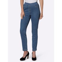 Inspirationen Damen Schlupfjeans, blau, Gr. 20, unifarben, 99% Baumwolle, 1% Elasthan, Jeans