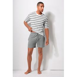 H.I.S. H.I.S Herren Pyjama, Gr. 52, grau, Jersey, Obermaterial: 60% Baumwolle, 40% Polyester, gestreift, Basic, Homewear-Sets, Schlafanzug aus Baumwoll-Mix