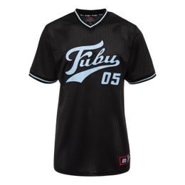 Fubu Damen T-Shirt "Fubu Herren FM232-004-1 Fubu Varsity Mesh Tee"schwarz, lightblau, Gr. S, gestreift, 100% Polyester, Shirts