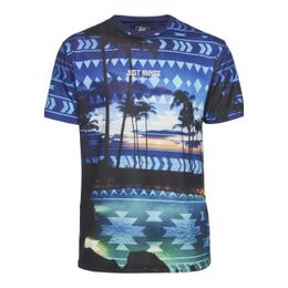 T-Shirt Just Rhyse "Just Rhyse Just Rhyse Palm Coast T-Shirt", Damen, Gr. L, blau, 100% Polyester, mehrfarbig, skinny fit, Rundhals, Shirts T-Shirt