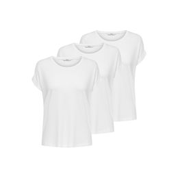 Only Damen T-Shirt "T-Shirt ONLMOSTER O-NECK TOP 3P 3er Pack"wei&szlig;, Gr. S, Obermaterial: 75% Viskose CV. 20% Polyester PES. 5% Elasthan EL., Shirts