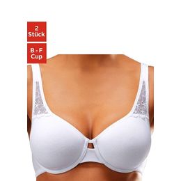 Damen T-Shirt-BH, PETITE FLEUR BY LASCANA, Gr. 90, schwarz-wei&szlig;, Jersey, Obermaterial: 89% Baumwolle, 6% Viskose, 5% Elasthan, BHs, aus weicher