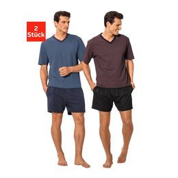 Le Jogger Herren Pyjama, Gr. 48, bunt, Jersey, Obermaterial: 100% Baumwolle, gemustert, Basic, Homewear-Sets, Schlafanzug mit Allovermuster