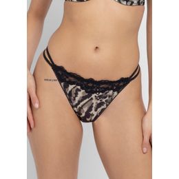 Dorina Damen Tanga "ORIGINS-SHINY MICRO", Gr. M, schwarz, Spitze, Obermaterial: 74% Polyamid, 26% Elasthan, bedruckt, Unterhosen, Spitze,