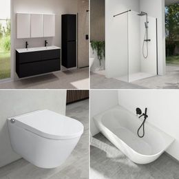 evineo ineo „Familienbad“ mit Möbelanlage & Spiegelschrank B: 120 cm, Dusch-WC, Wanne und Dusche, BE-Bad-Set11,