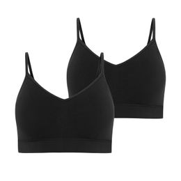 Jockey Damen Bralette "Seamfree Stretch", Gr. S, schwarz, Jersey, Obermaterial: 91% Polyamid, 9% Elasthan, unifarben, BHs, Ohne Seitenn&auml;hte, Breites