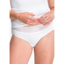 Speidel Damen H&uuml;ftslip "Natalie", Gr. 38, wei&szlig;, Feinripp, Obermaterial: 100% Baumwolle. Spitze: 84% Polyamid, 16% Elasthan, bestickt, unifarben,