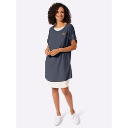 Casual Looks Damen Sommerkleid "Webkleid"marine, ecru, Gr. 38, unifarben, 100% Polyester, Kleider