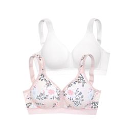 Petite Fleur Damen Soft-BH, Gr. 80, rosa, Jersey, Obermaterial: 90% Baumwolle, 10% Elasthan, BHs, ohne B&uuml;gel aus sanfter Baumwolle