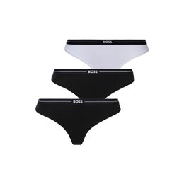BOSS Damen String "3P THONG", Gr. XS, wei&szlig;, Jersey, Obermaterial: 90% Baumwolle, 10% Elasthan, Unterhosen, mit BOSS Logobund