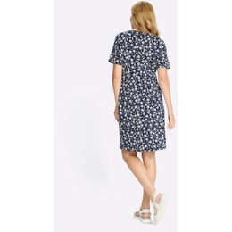 Classic Basics Damen Sommerkleid "Kleid"marine, ecru, bedruckt, Gr. 42, gemustert, mehrfarbig, 95% Baumwolle, 5% Elasthan, Kleider