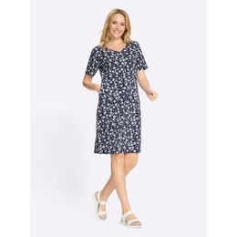 Classic Basics Damen Sommerkleid "Kleid"marine, ecru, bedruckt, Gr. 42, gemustert, mehrfarbig, 95% Baumwolle, 5% Elasthan, Kleider