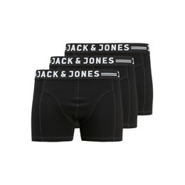 Jack & Jones PlusSize Herren Boxershorts "JACSENSE TRUNKS 3-PACK NOOS PLS", JACK & JONES PLUSSIZE, Gr. 4XL, schwarz, Jersey, Obermaterial: 95% Baumwolle, 5% Elasthan,