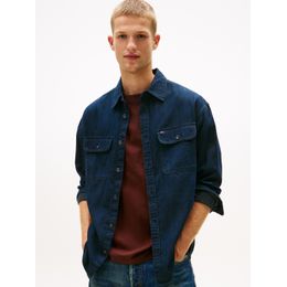 Jeanshemd Tommy Jeans "RELAXED DENIM SHIRT", Herren, Gr. XL, N-Gr, denim schwarz 01, Denim/Jeans, Obermaterial: 89% Baumwolle, 11% Lyocell, unifarben, relaxed fit normal, Rundhals, eingesetzt 1-Knopf-Manschette, Hemden Jeanshemd, Relaxed fit mit Rundhalsausschnitt