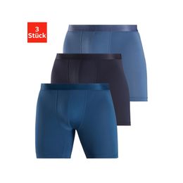 H.I.S. H.I.S Herren Funktionsboxer, Gr. L, blau, Microfaser, Obermaterial: 92% Polyamid, 8% Elasthan, unifarben, Unterhosen, mit langem Bein in