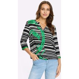 Inspirationen Damen Schlupfbluse, schwarz-wei&szlig;, Gr. 48, gemustert, gestreift, mehrfarbig, 100% Viskose, Blusen
