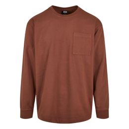 Urban Classics Damen T-Shirt "Urban Classics Herren Heavy Oversized Pocket Longsleeve"bark, Gr. M, unifarben, 100% Baumwolle, Shirts