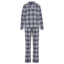 Vivance Dreams Damen Pyjama, Gr. 32, blau, Flanell, Obermaterial: 100% Baumwolle, kariert, mehrfarbig, Homewear-Sets, aus kuschelig weichem Flanell