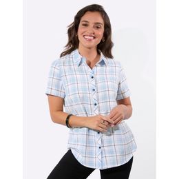 Karobluse Casual Looks, Damen, Gr. 36, hellblau, ecru, kariert, 100% Baumwolle, gemustert, kariert, Blusen Karobluse