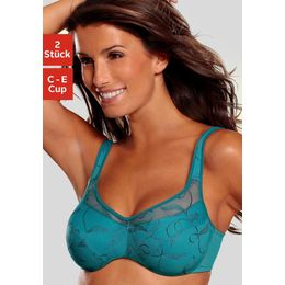 Damen Minimizer-BH, PETITE FLEUR BY LASCANA, Gr. 80, gr&uuml;n, Spitze, Obermaterial: 90% Polyamid, 10% Elasthan, BHs, mit B&uuml;gel und sch&ouml;ner Stickerei &ndash;