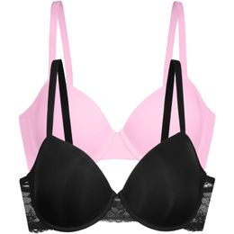 Dorina Damen Bügel-BH "Willa", Gr. 80schwarz, pink, Obermaterial: 57% Polyamid, 33% Polyester, 10% Elasthan, BHs, gepolsterte Cups, Spitze, uni