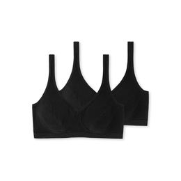 Schiesser Damen Bustier "95/5", Gr. 85, schwarz, Single Jersey, Obermaterial: 95% Baumwolle, 5% Elasthan, unifarben, BHs, mit sanft formenden Cups