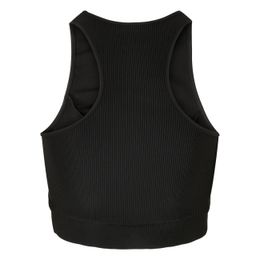 Urban Classics Damen Bralette "Urban Classics Damen Ladies Cropped Shiny Rib Top", Gr. XLschwarz, 86% Polyamid, 14% Elasthan, BHs