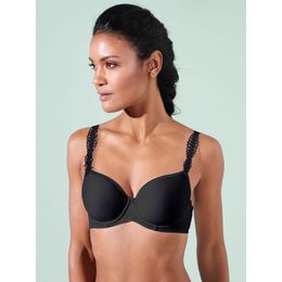 Viania Damen T-Shirt-BH, Gr. 80, schwarz, 65% Polyamid, 28% Polyester, 7% Elasthan, BHs
