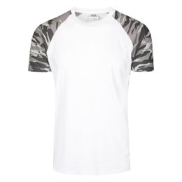 Urban Classics Damen T-Shirt "Urban Classics Herren Raglan Contrast Tee"wei&szlig;, schwarzcamo, Gr. S, mehrfarbig, 100% Baumwolle, Shirts