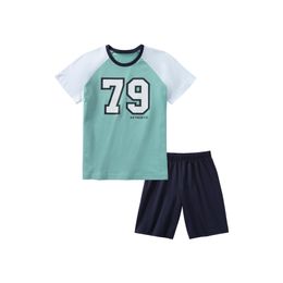 Jungen Pyjama, AUTHENTIC LE JOGGER, Gr. 122, blau, Single Jersey, Obermaterial: 100% Baumwolle, bedruckt, Basic, Homewear-Sets, Schlafanzug f&uuml;r Jungs