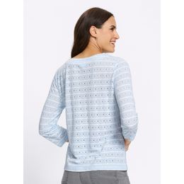 Inspirationen Damen 3/4-Arm-Shirt "3/4-Arm-Shirt"ecru, hellblau, gemustert, Gr. 48, gemustert, gestreift, mehrfarbig, 70% Polyester, 25% Viskose, 5%