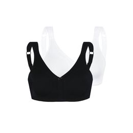 Sassa Mode SASSA Damen Sport-BH, Gr. 80, schwarz-wei&szlig;, Obermaterial: 82% Polyamid, 18% Elasthan, unifarben, BHs, Funktioneller Soft-BH ohne B&uuml;gel