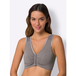 Damen B&uuml;gelloser BH, Gr. 95, grau, 95% Baumwolle, 5% Elasthan, BHs