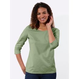 3/4-Arm-Shirt Casual Looks "2er-Pack Shirts", Damen, Gr. 36, eucalyptus, ecru, 100% Baumwolle, unifarben, Rundhals, Shirts 3/4-Arm-Shirt