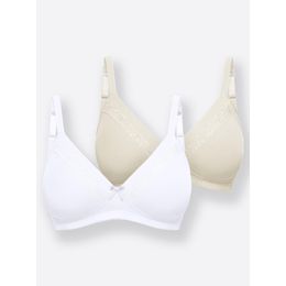 w&auml;schepur W&Auml;SCHEPUR Damen B&uuml;gelloser BH, Gr. 85, beige, 68% Baumwolle, 24% Polyamid, 8% Elasthan, Spitze:10% Elasthan, 90% Polyamid, BHs