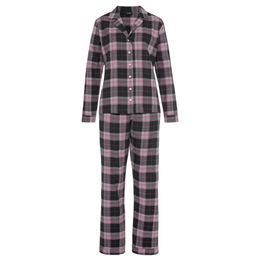 Vivance Dreams Damen Pyjama, Gr. 32, pink, Flanell, Obermaterial: 100% Baumwolle, kariert, mehrfarbig, Homewear-Sets, aus kuschelig weichem Flanell