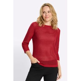 Classic Basics Damen Ajourpullover "Ajour-Pullover", rot, Gr. 54, unifarben, 100% Polyacryl, Pullover