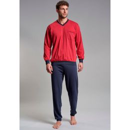 G&ouml;tzburg G&Ouml;TZBURG Herren Pyjama "Manhattan", Gr. 52, rot, Single Jersey, Obermaterial: 100% Baumwolle, bedruckt, gemustert, Homewear-Sets, Langarm,