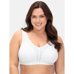 sheego Damen B&uuml;gelloser BH, Gr. 100, wei&szlig;, 90% Baumwolle, 6% Elasthan, 4% Polyamid, BHs
