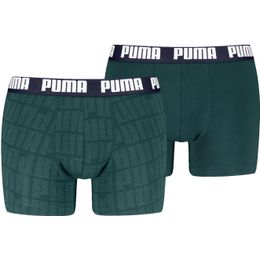 Puma Herren Boxershorts "Puma MEN LOGO PRINT BOXERS 2P", Gr. L, gr&uuml;n, Single Jersey, Obermaterial: 95% Baumwolle, 5% Elasthan, Unterhosen,
