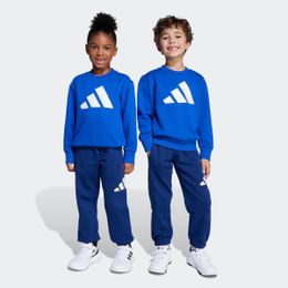 Jungen Trainingsanzug "LK BL FL JOG", blau, Gr. 122, adidas Sportswear, Obermaterial: 70% Baumwolle, 30% Polyester, Sportanz&uuml;ge