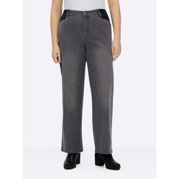 sheego Damen Bequeme Jeans, grau, Gr. 50, unifarben, 99% Baumwolle, 1% Elasthan, Jeans