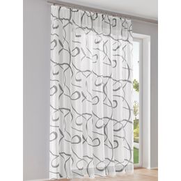 Gardine HEINE HOME Gr. 1, wei&szlig;, grau, B:270cm H:145cm, Polyester, Gardinen, Gardine