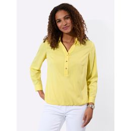 Inspirationen Damen Schlupfbluse, gelb, Gr. 44, unifarben, 100% Polyester, Blusen