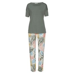 Vivance Dreams Damen Pyjama, Gr. 32, gr&uuml;n, Single Jersey, Obermaterial: 50% Baumwolle, 50% Viskose, gemustert, Homewear-Sets, mit floralem Druck
