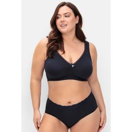 sheego Damen Entlastungs-BH, Gr. 120, blau, 95% Baumwolle, 5% Elasthan, Netzmaterial:100% Polyamid, Spitze:10% Elasthan, 90% Polyamid, BHs