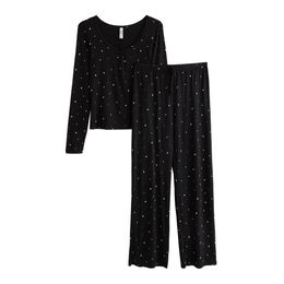 Lindex Pyjama Damen Gr&ouml;&szlig;e S schwarz / wei&szlig; Winterkleid
