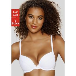 Petite Fleur Damen Push-up-BH, Gr. 70, schwarz-weiß, Spitze, Obermaterial: 64% Baumwolle, 31% Polyamid, 5% Elasthan, BHs, mit Bügel und